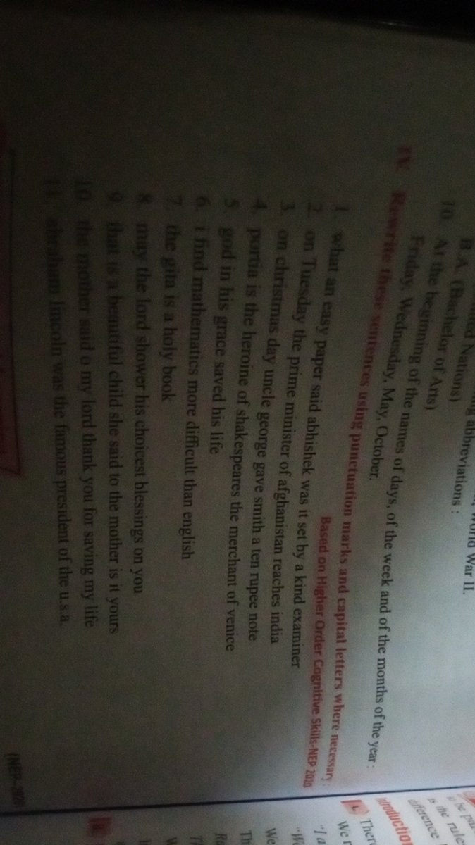 Rewrite these sentences using punctuation marks and capital letters where..