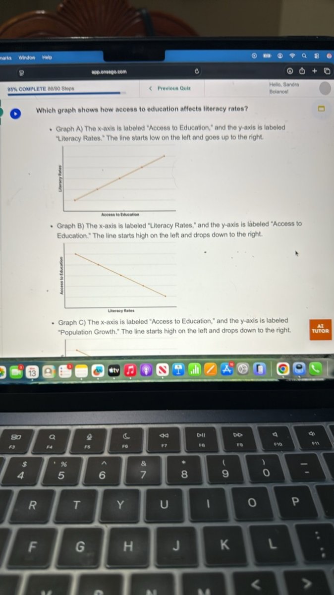 Which graph shows how access to education affects literacy rates? Graph