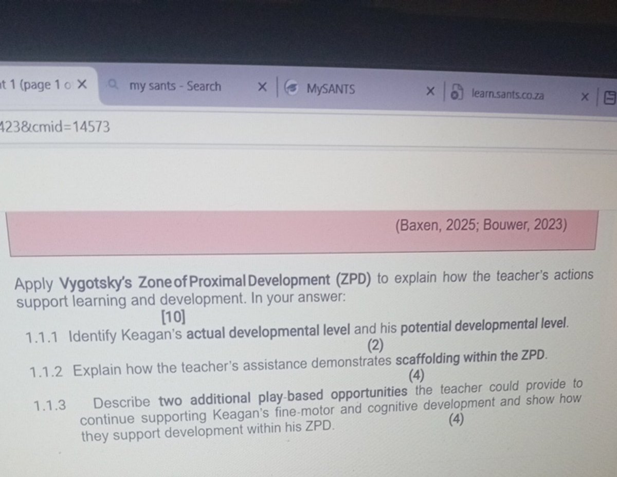 Apply Vygotsky's Zone of Proximal Development (ZPD) to explain how the te..