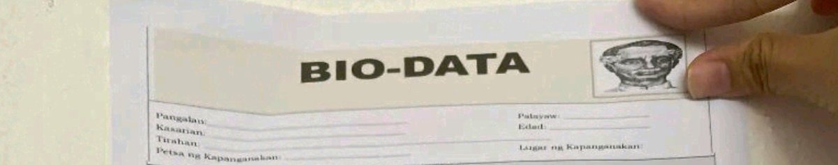 The image shows a "BIO-DATA" form with fields in Filipino. The visible fi..