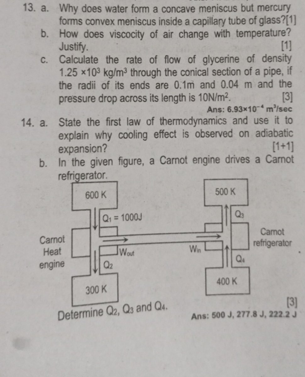 a. Why does water form a concave meniscus but mercury forms convex menisc..