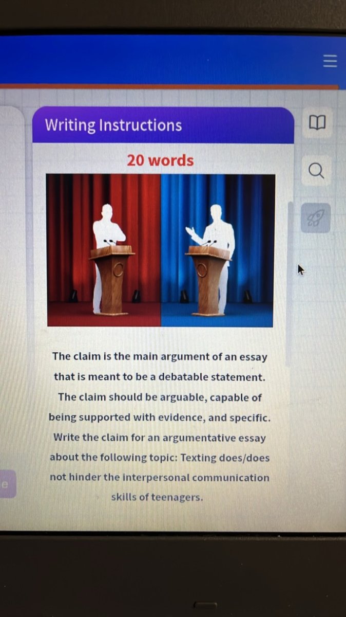 The claim is the main argument of an essay that is meant to be a debatabl..