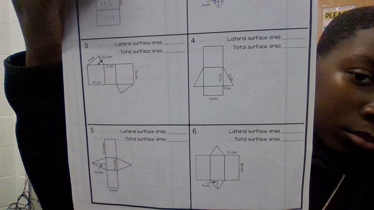 Calculate the lateral surface area and total surface area for the followi..