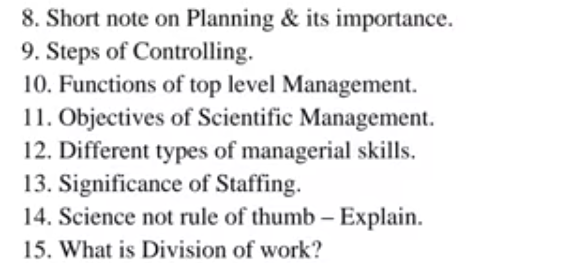 Short note on Planning & its importance. Steps of Controlling. Functions