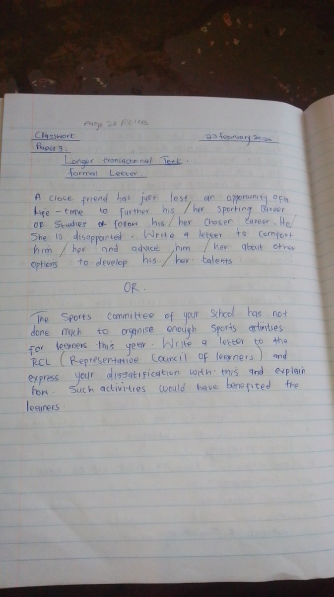Classwork Paper 3: Longer transactional Text. Formal Letter. A close fri..