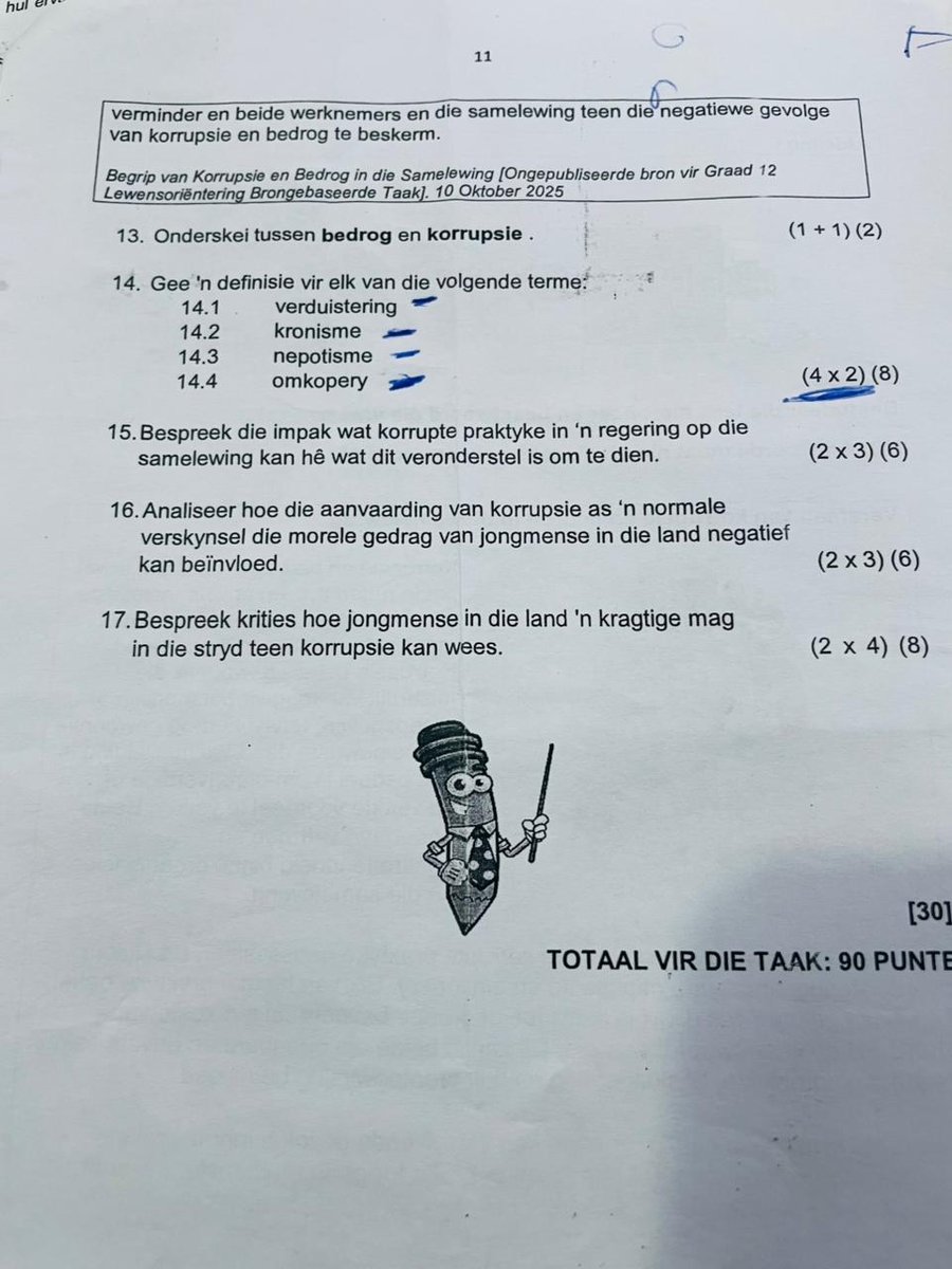 Onderskei tussen bedrog en korrupsie. Gee 'n definisie vir elk van die v..