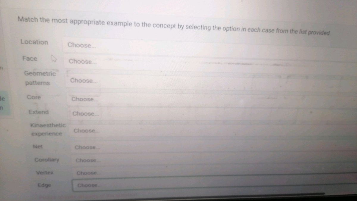 Match the most appropriate example to the concept by selecting the option..