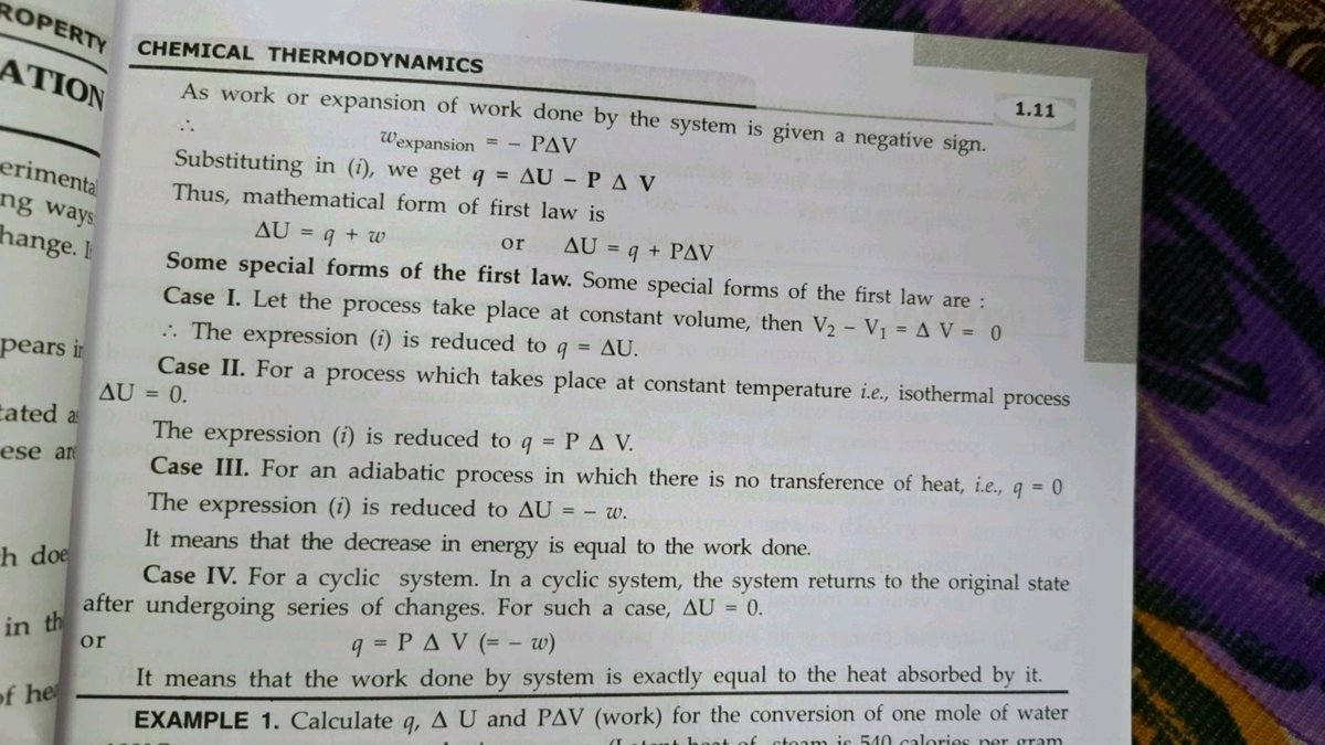 Create a note on some special forms of the first law of thermodynamics...