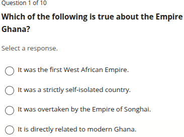 Which of the following is true about the Empire Ghana? Select a response..