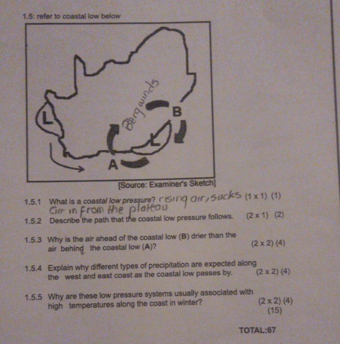 1.5: Refer to the coastal low diagram below. Coastal Low Diagram [Sourc..