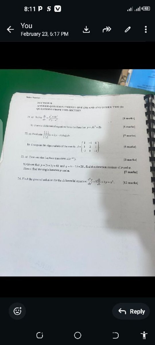 SECTION B ANSWER QUESTION TWENTY-ONE (21) AND ANY OTHER TWO (2) QUESTIONS..