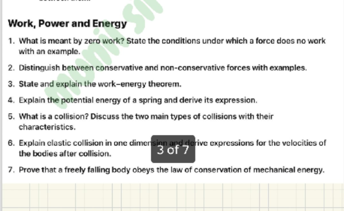 Work, Power and Energy What is meant by zero work? State the conditions