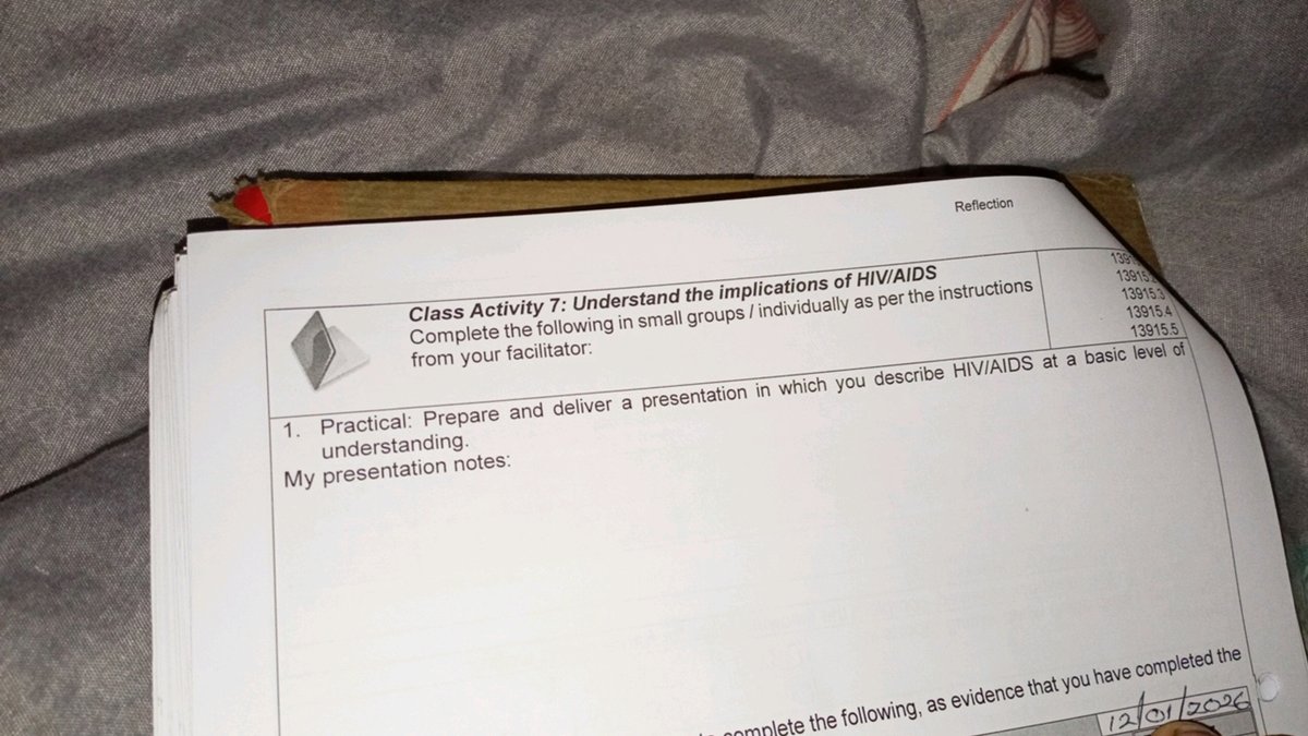 Class Activity 7: Understand the implications of HIV/AIDS Complete the f..