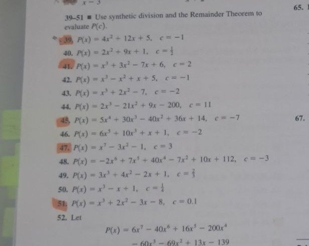 Use synthetic division and the Remainder Theorem to evaluate P(c). P(x)