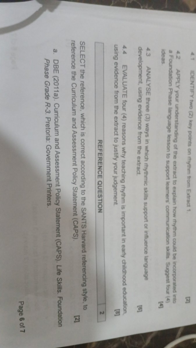 IDENTIFY two (2) key points on rhythm from Extract 1. APPLY your underst..