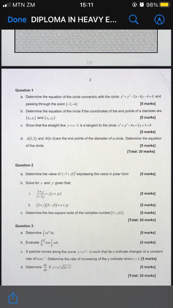 Question 1 a. Determine the equation of the circle concentric with the ci..