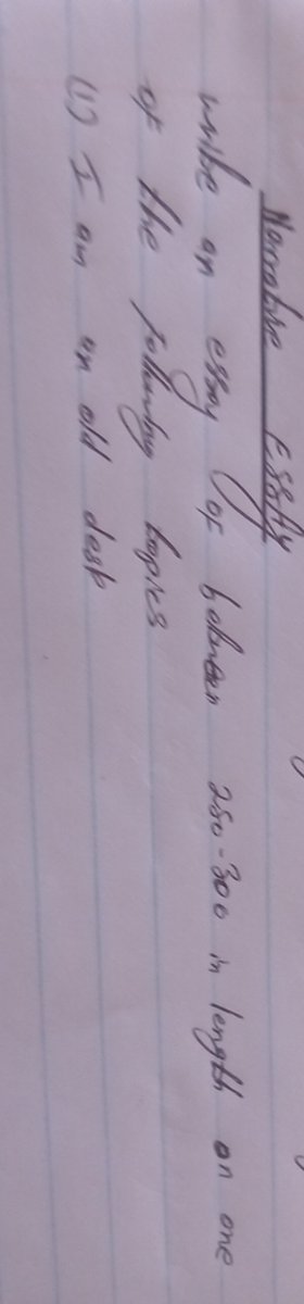 Narrative Essay Write an essay of between 250-300 words in length on one..
