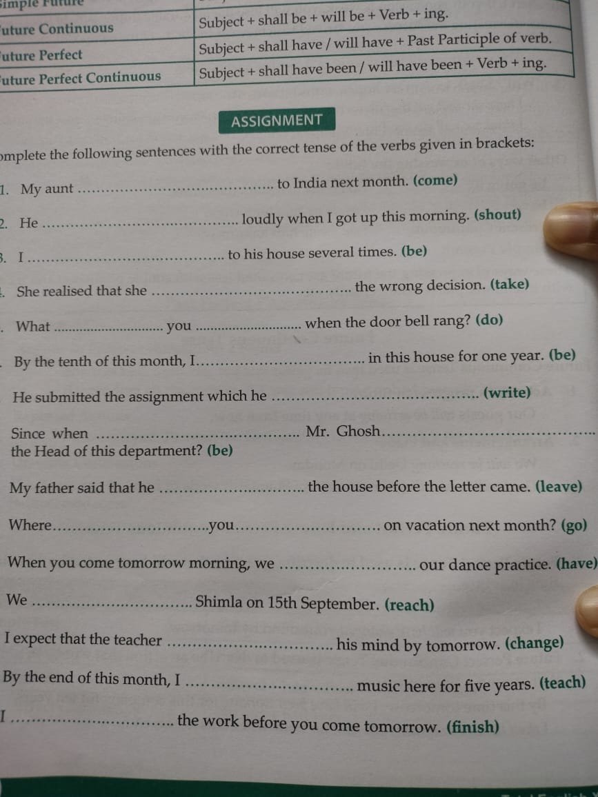 Complete the following sentences with the correct tense of the verbs give..