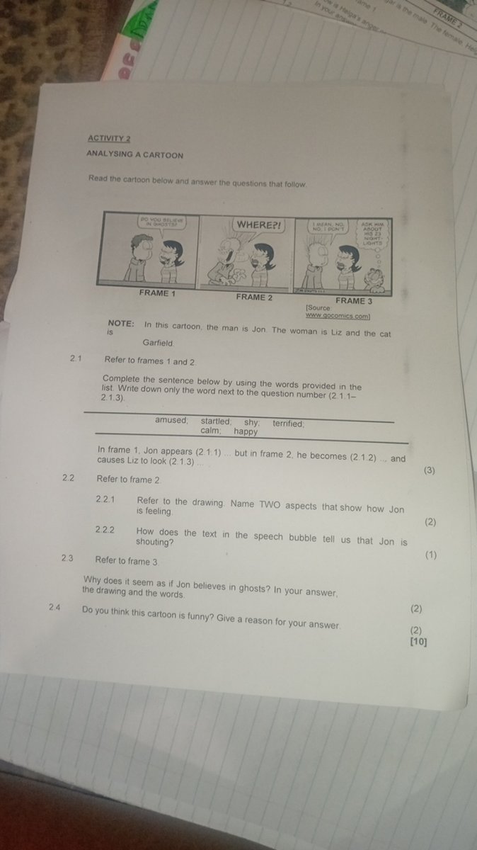ACTIVITY 2 ANALYSING A CARTOON Read the cartoon below and answer the que..
