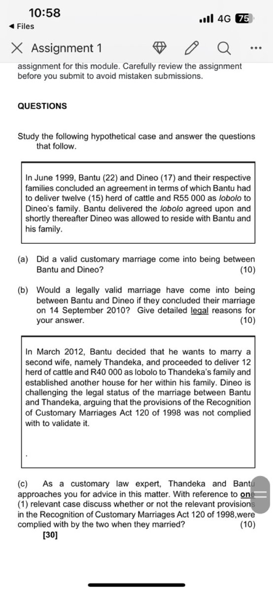 Study the following hypothetical case and answer the questions that follo..
