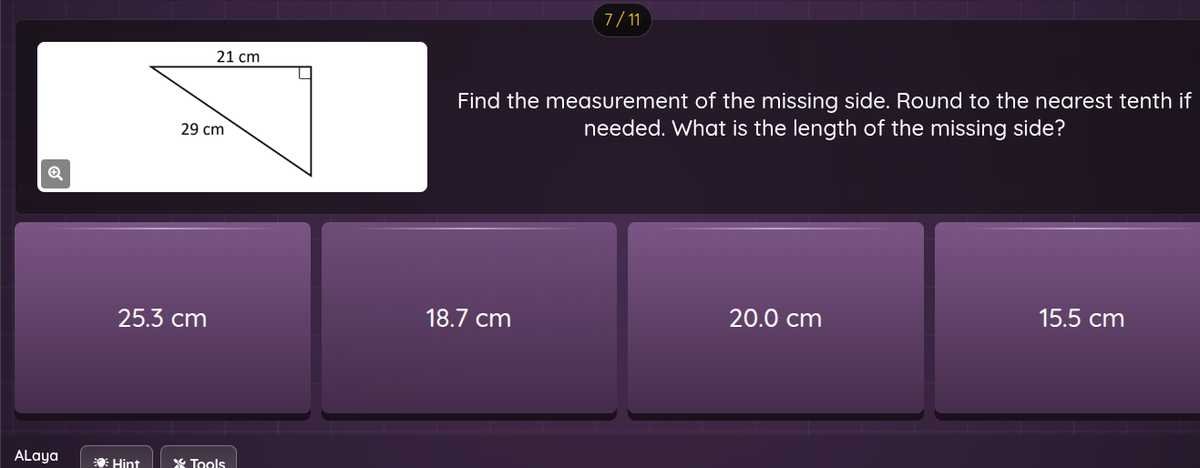 Find the measurement of the missing side. Round to the nearest tenth if n..