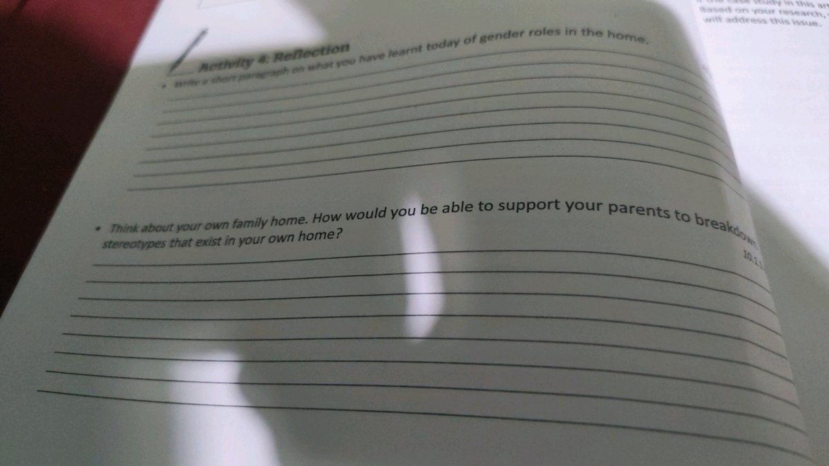 Activity 4: Reflection Write a short paragraph on what you have learnt t..