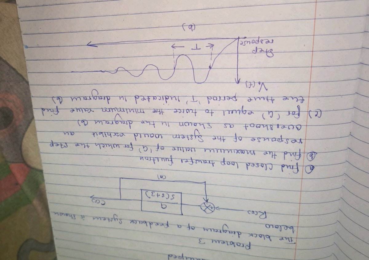 Problem 3 The block diagram of a feedback system is shown below: (a) Fin..