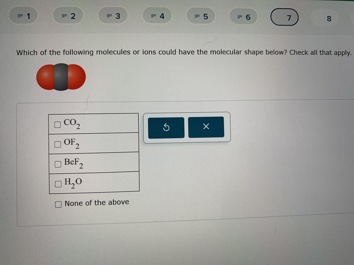 Which of the following molecules or ions could have the molecular shape b..