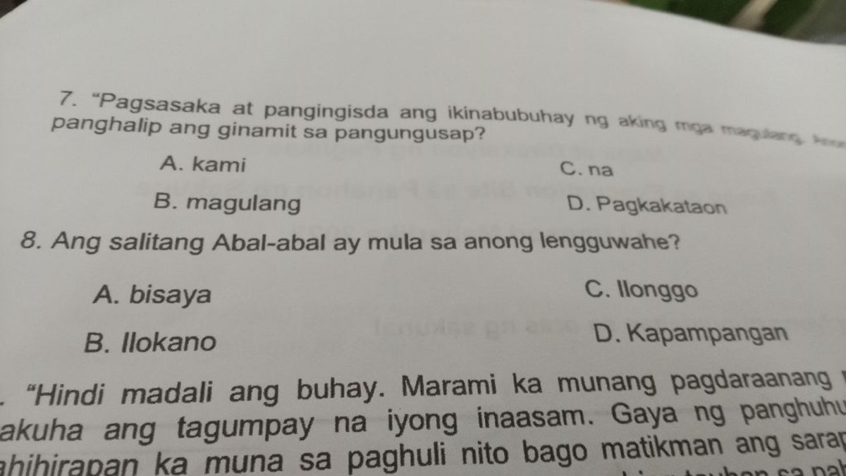 "Pagsasaka at pangingisda ang ikinabubuhay ng aking mga magulang, anong p..