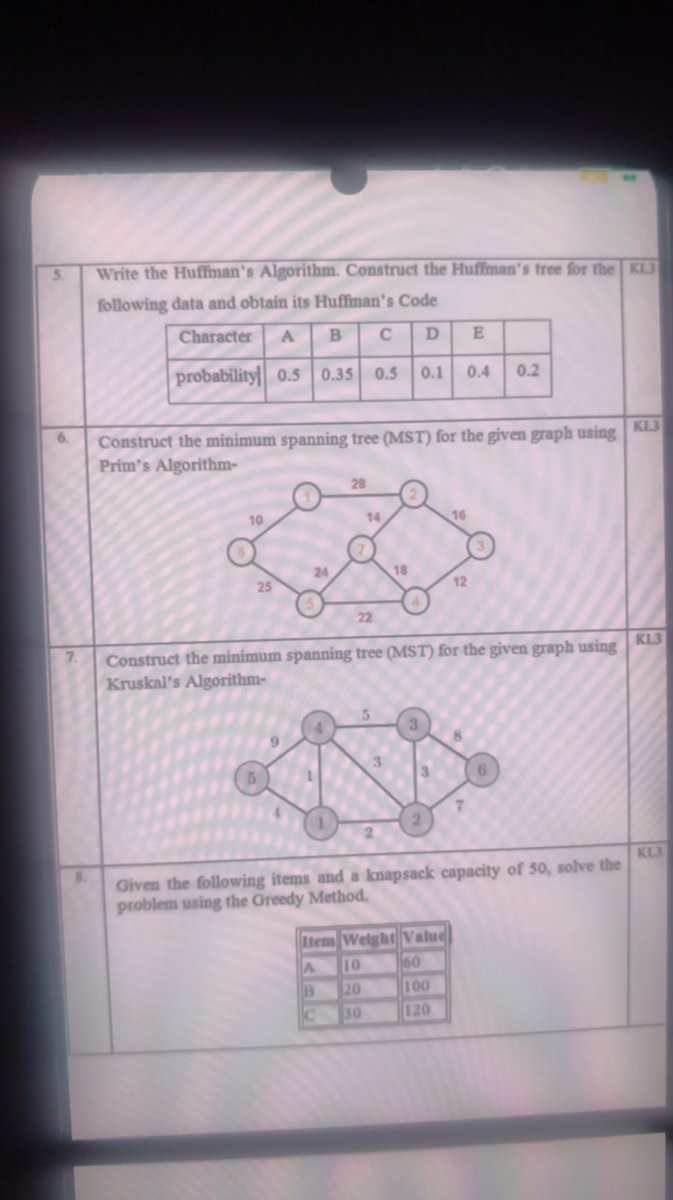 Here are four questions related to Design and Analysis of Algorithms. Ple..