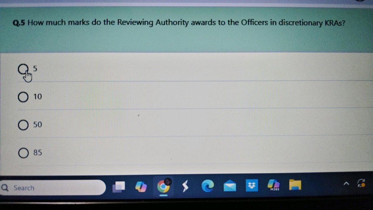 Q.5 How much marks do the Reviewing Authority awards to the Officers in d..