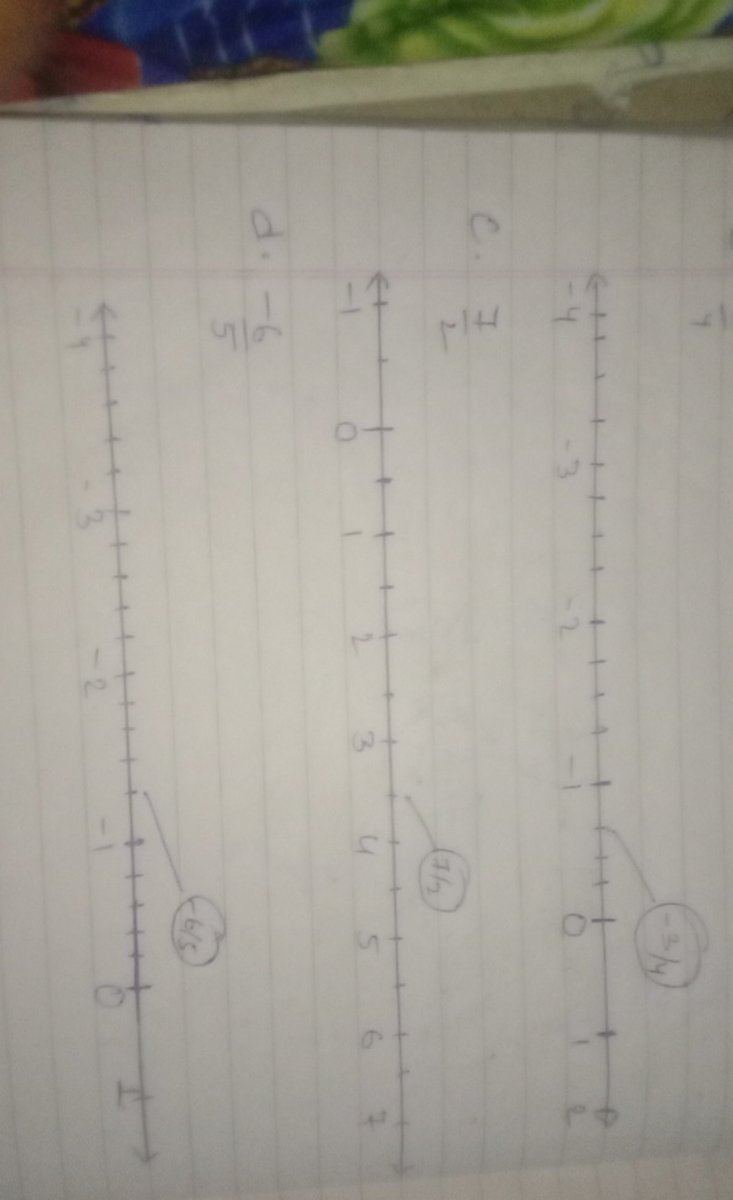 The image shows three number lines with points marked on them. The task i..
