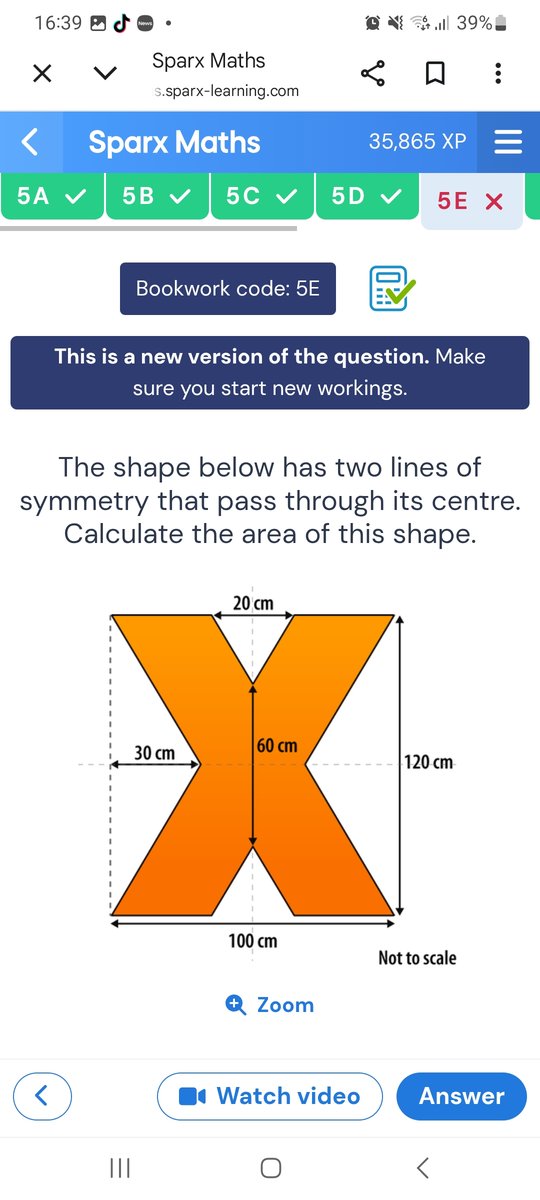 The shape below has two lines of symmetry that pass through its centre. C..