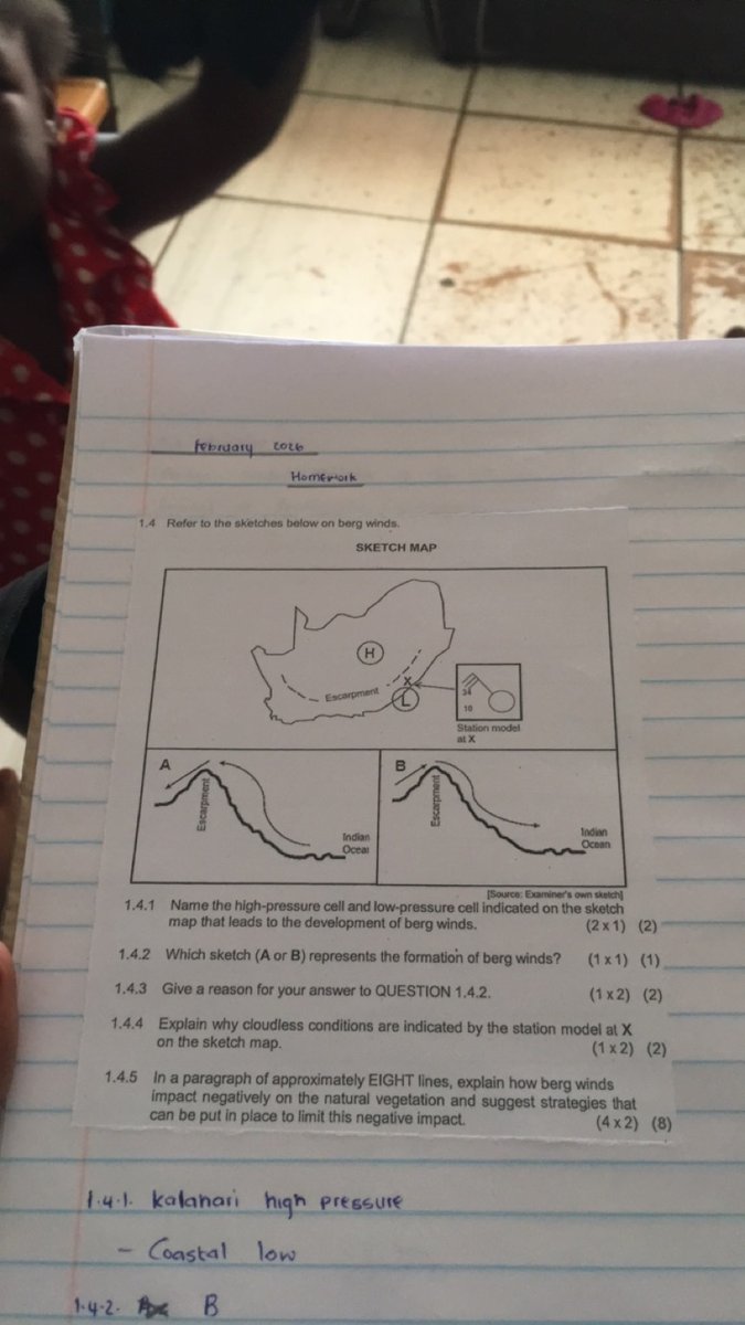 February 2026 Homework 1.4 Refer to the sketches below on berg winds. S..