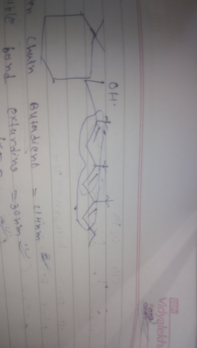 Calculate lambda max for the given structure: [Diagram of a chemical str..