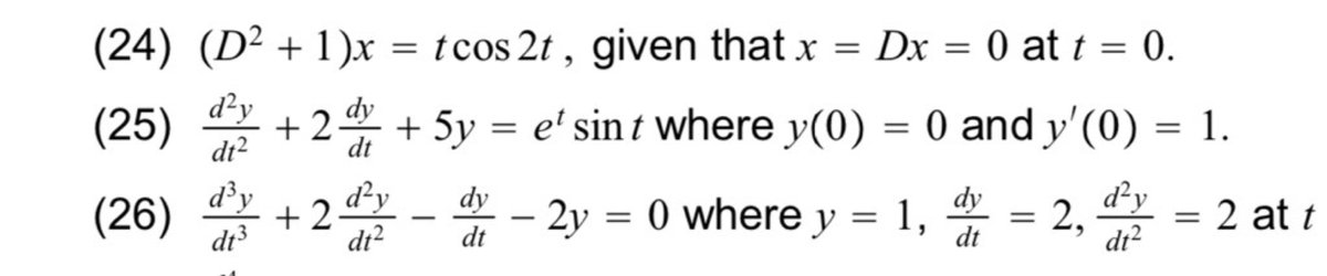 Solve the following differential equations using Laplace transformation: