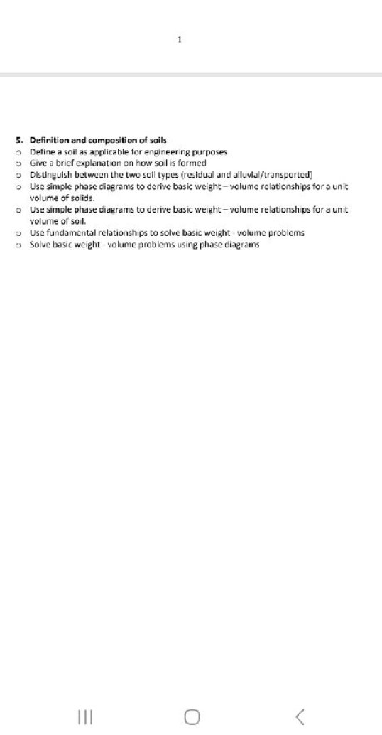 Definition and composition of soils Define a soil as applicable for engin..