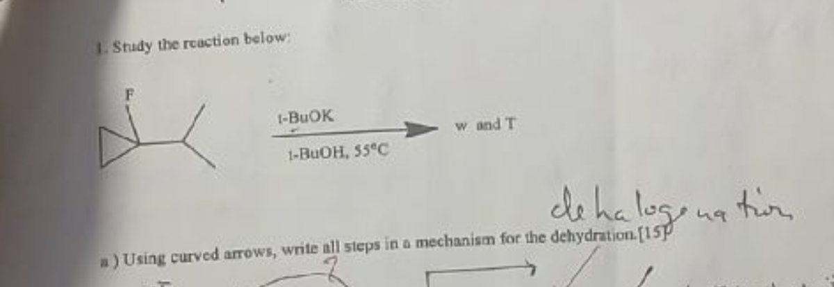 Study the reaction below: [Diagram of a chemical reaction with a reactan..