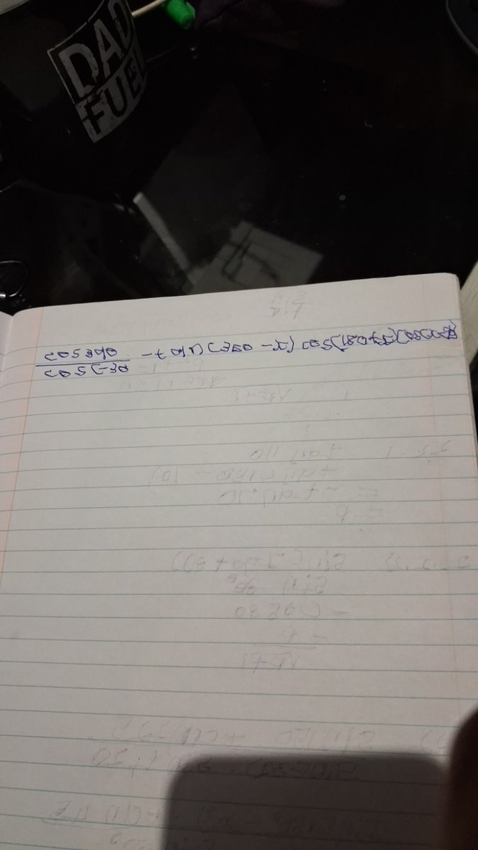 Simplify the following trigonometric expression: \frac{\cos 390^\circ}{\..