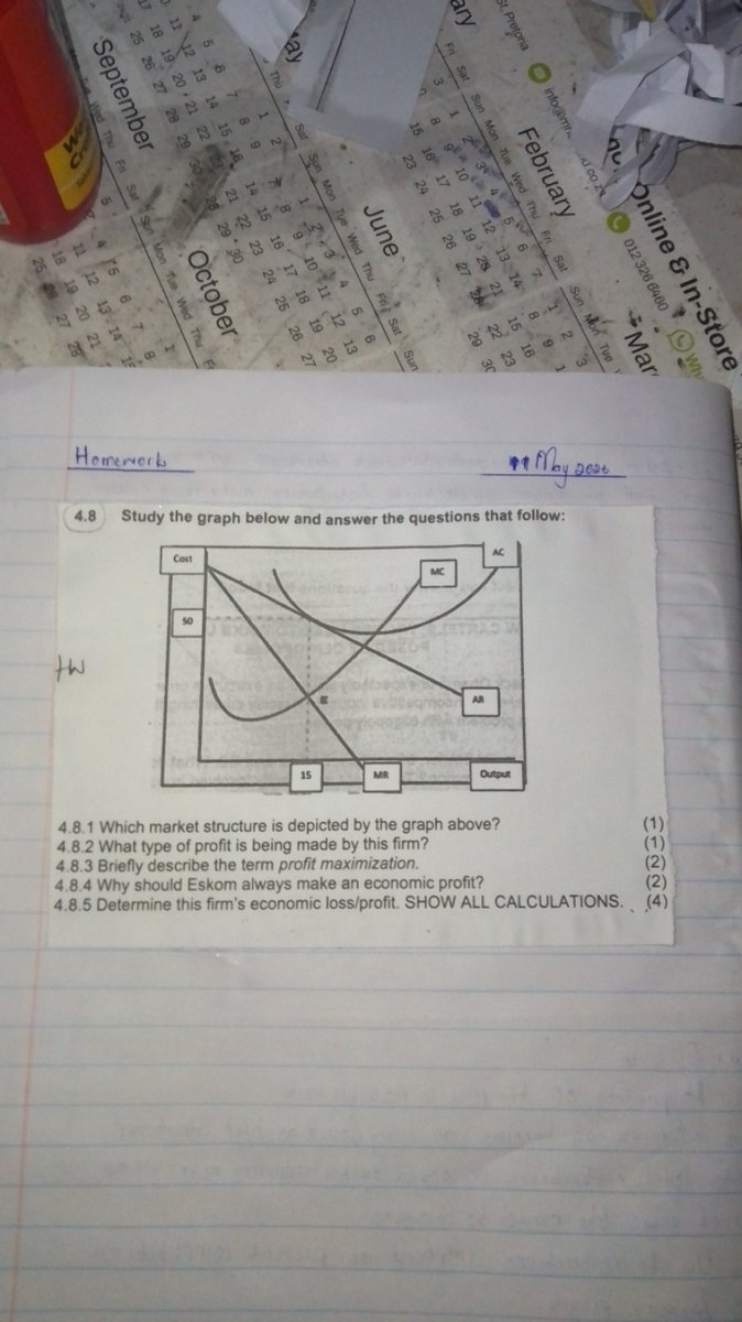4.8 Study the graph below and answer the questions that follow: Graph De..