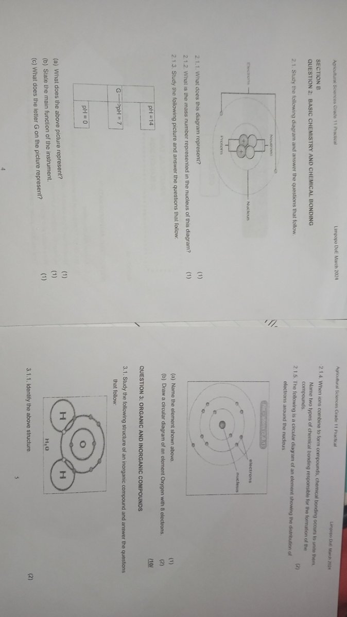 SECTION B QUESTION 2: BASIC CHEMISTRY AND CHEMICAL BONDING 2.1. Study the..