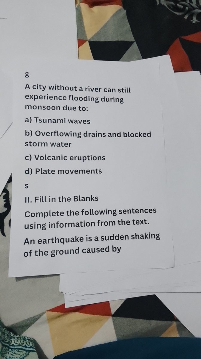 I. A city without a river can still experience flooding during monsoon du..
