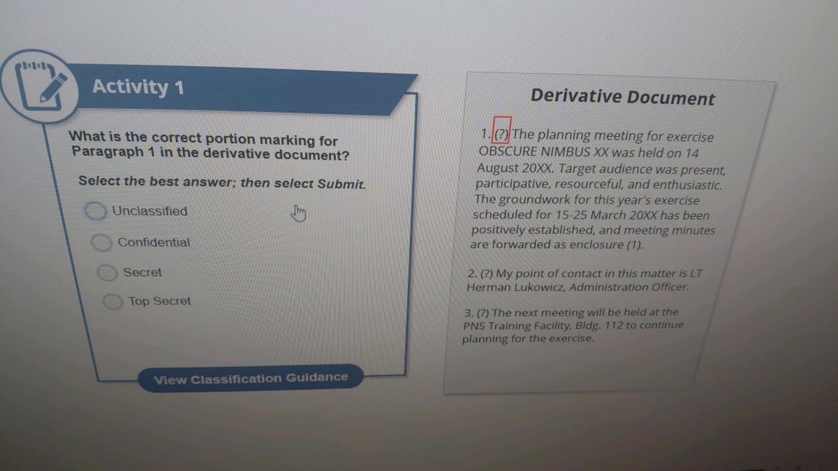 What is the correct portion marking for Paragraph 1 in the derivative doc..