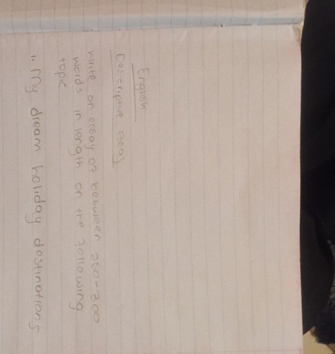 English Descriptive Essay Write an essay of between 200-300 words in leng..