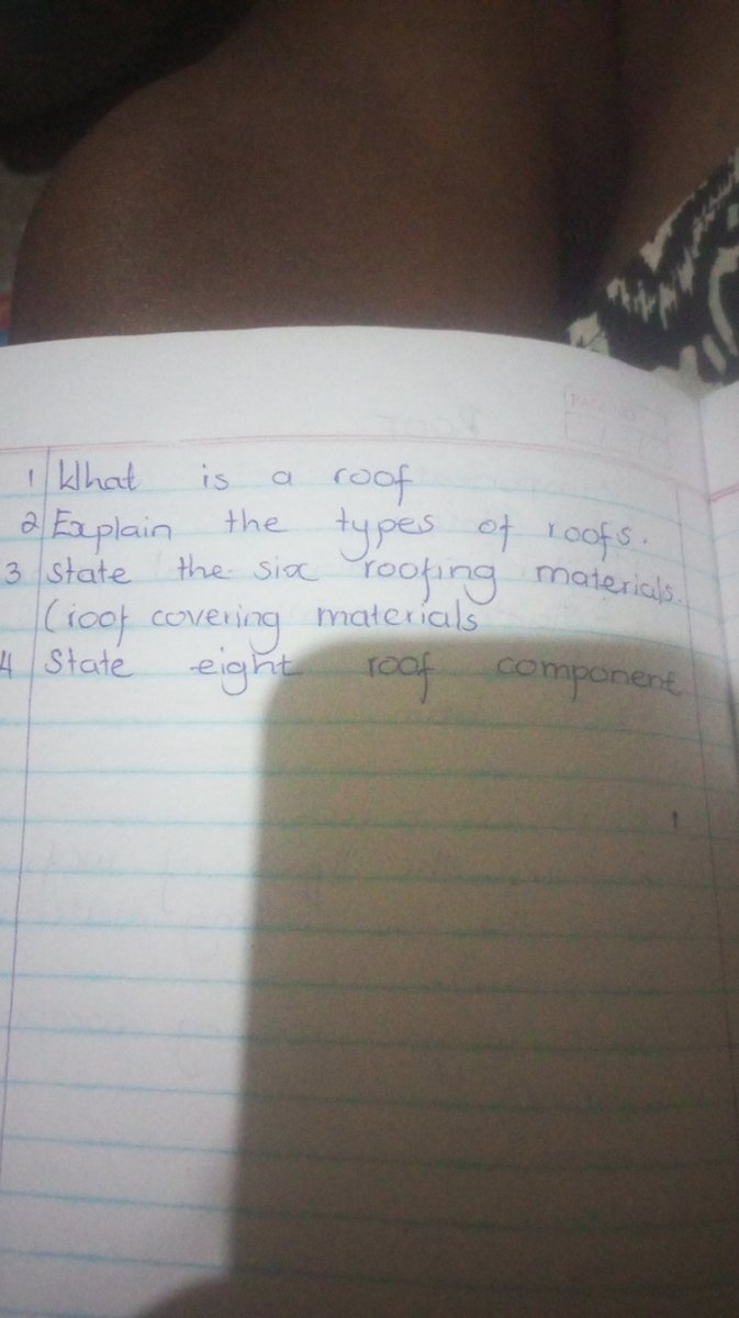 What is a roof? Explain the types of roofs. State the six roofing materia..