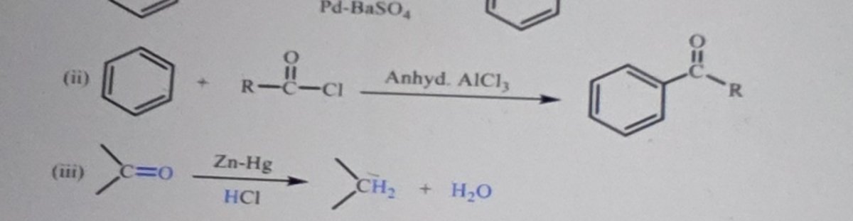 The image shows three chemical reactions. Please identify the reactions a..