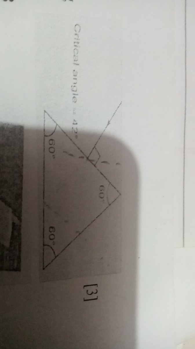 Complete the diagram with the ray path and complete labelling. The critic..