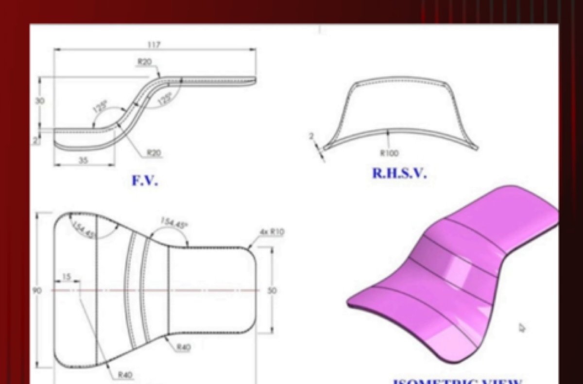 The image provided shows a technical drawing with a Front View (F.V.), Ri..
