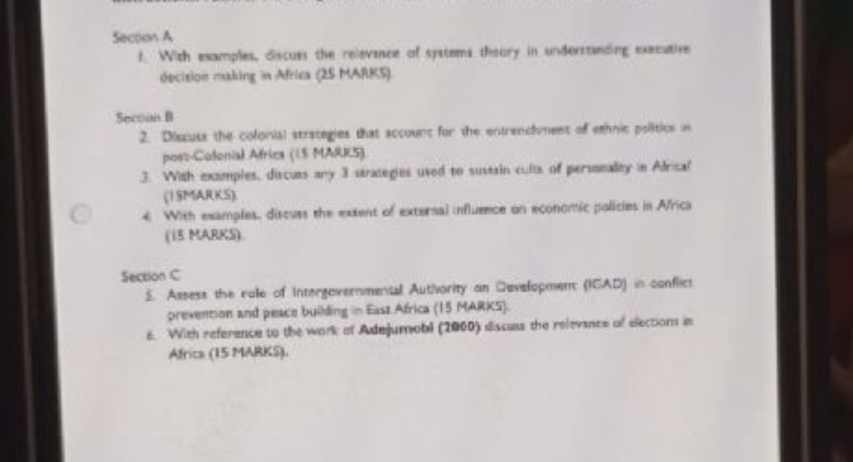 Section A With examples, discuss the relevance of systems theory in under..