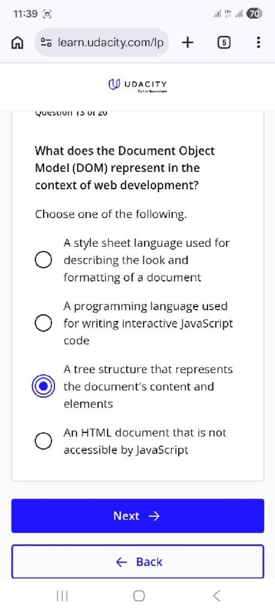 What does the Document Object Model (DOM) represent in the context of web..